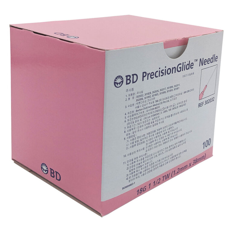 BD PrecisionGlide™ Needles Pink 18g 1 1/2" 100 Per Box • Sterile Syringes