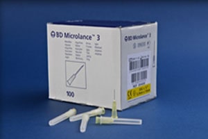 BD Microlance™ Needles Yellow 30g 1/2" 100 Per Box • Sterile Syringes